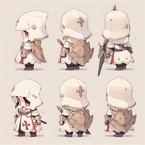 Premium Photo Character Anime Of Male Chibi Kawaii Knight Templar Fashion Crusader Armor Whit