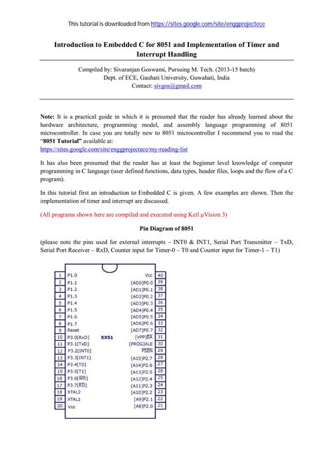 Introduction To Embedded C For 8051 And Implementation Of Timer And Interrupt Handling Pdf