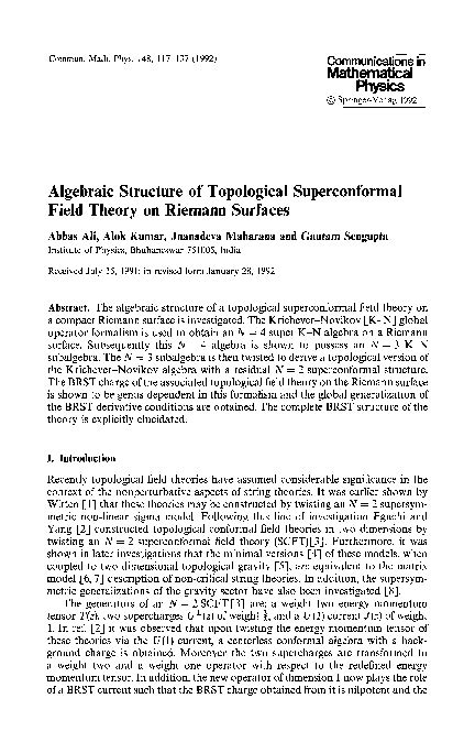 pdf algebraic structure of topological superconformal field theory on