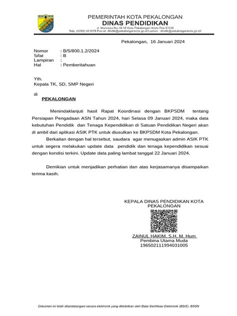 Pemberitahuan Update Data Ptk Pdf