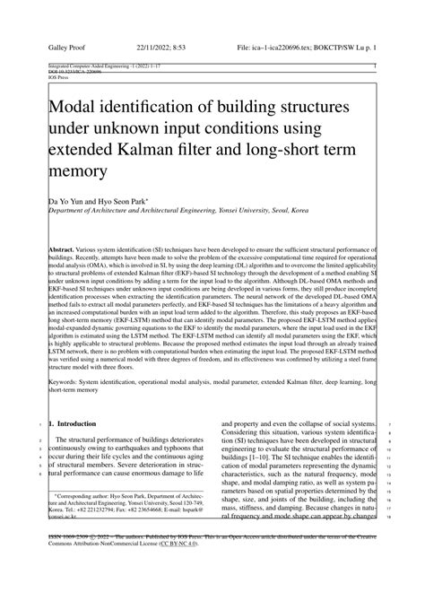 Pdf Modal Identification Of Building Structures Under Unknown Input Conditions Using Extended