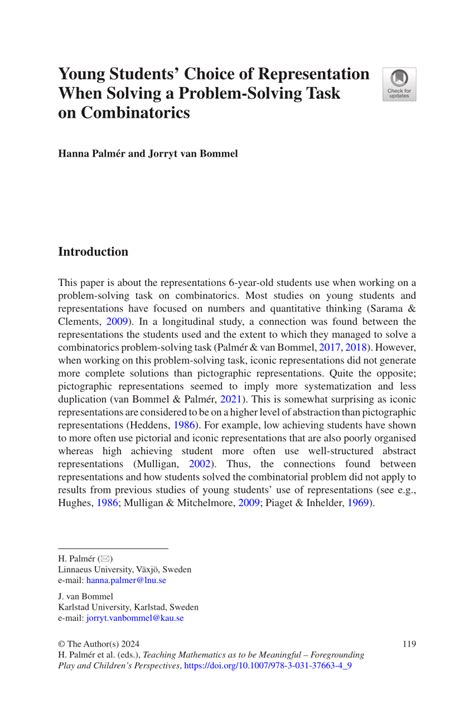 Pdf Young Students Choice Of Representation When Solving A Problem