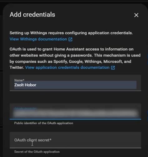 Withings Integration Not Asking For Clientid And Secret Configuration