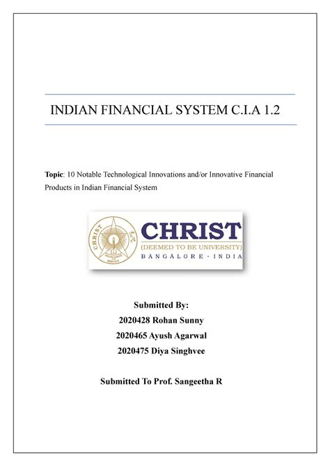 ifs cia 1 2 mandatory assignment for ifs indian financial system c