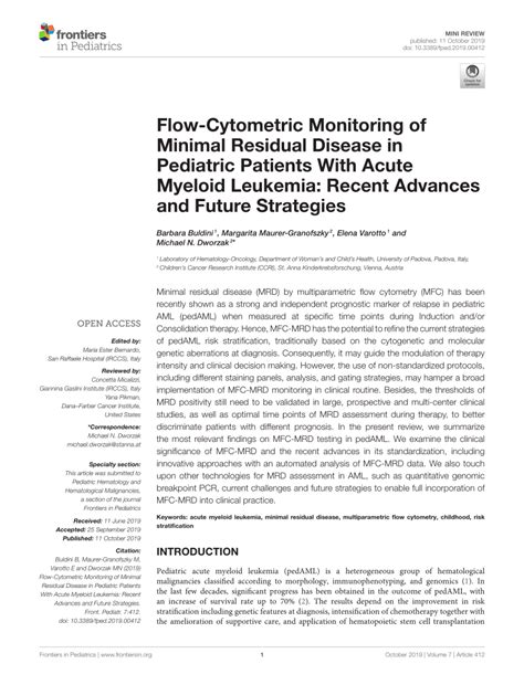 Pdf Flow Cytometric Monitoring Of Minimal Residual Disease In Pediatric Patients With Acute