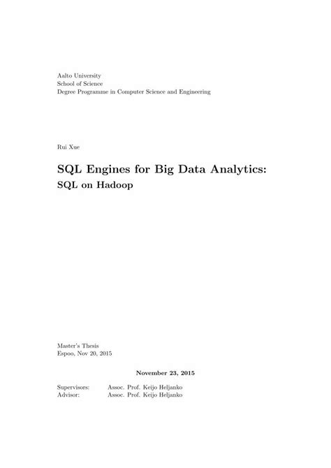Pdf Sql Engines For Big Data Analytics Sql On Hadoop€¦ · Data