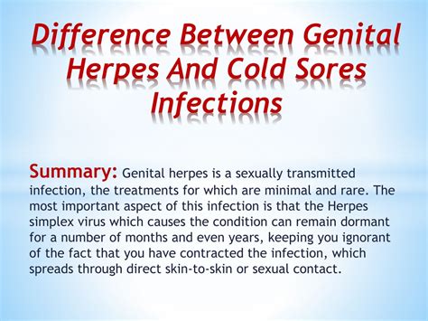 PPT Difference Between Genital Herpes And Cold Sores Infections PowerPoint Presentation ID