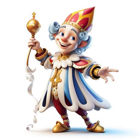 황금 종과 파란 옷을 입은 조롱 ⁇ 의 만화 캐릭터 프리미엄 사진