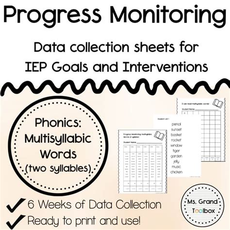 Progress Monitoring Multisyllabic Words 2 Syllables Phonics Assessment