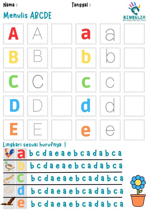 Worksheet Menulis Abcde Huruf Besar Kecil