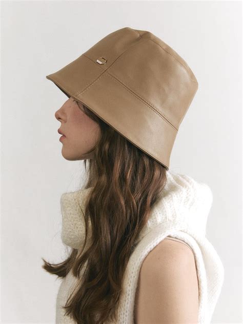 어클렛 와이드 브림 가죽 버켓 벙거지 햇 H015camel 감도 깊은 취향 셀렉트샵 29cm