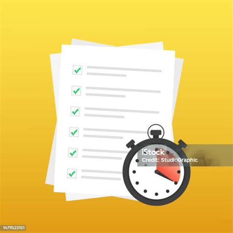 속도와 빠른 시간 기호입니다 스톱워치 빠른 서비스 및 배송을위한 체크리스트 아이콘 빠른 설문 조사 빠른 계획 및 시계 아이콘입니다 시계가있는 문서 타이머 아이콘입니다 벡터