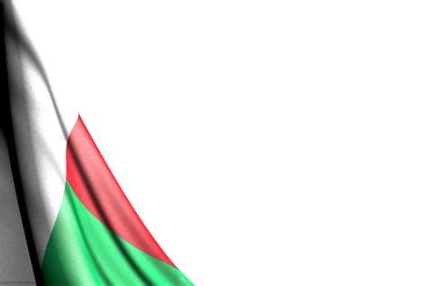 마다가스카르 국기의 아름 다운 고립 된 그림 모서리에 매달려텍스트에 대 한 공간을 가진 흰색에 이랑어떤 잔치 국기 3d 그림 3차원 형태에 대한 스톡 사진 및 기타 이미지