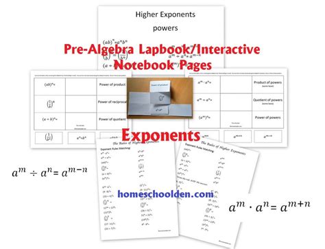Prealgebra Exponents Worksheet And Interactive Notebook Pieces