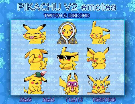 Pikachu V2 Emotes Pikachuchibi Emotes Discord Emotes Twitch Etsy
