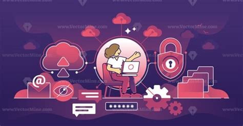 Data Security And File Upload To Cloud With Network Lock Outline Concept Vectormine