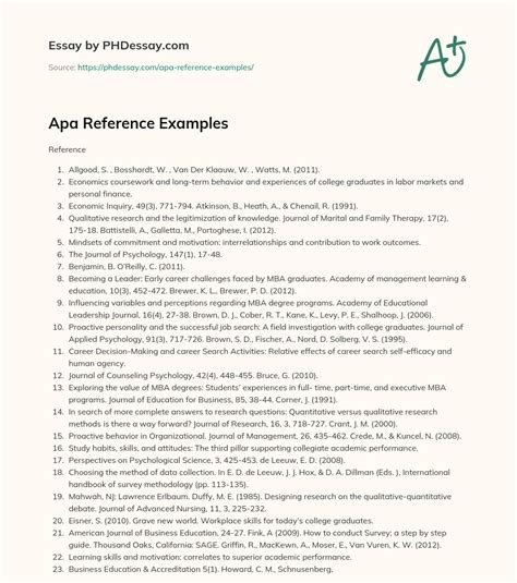 Apa Reference Examples PHDessay Com