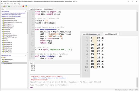 Raspberry Pi Pico And Logging Sensor Data