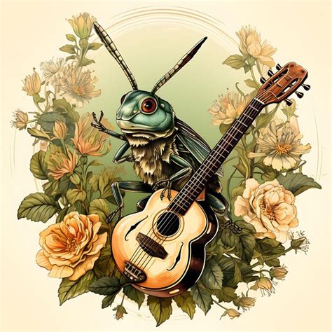 Premium Ai Image Portrait Of Grasshopper Playing Violin With Musical