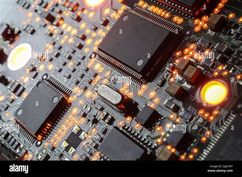 Computer Microchips And Processors On Electronic Circuit Board Computer Hardware Technology