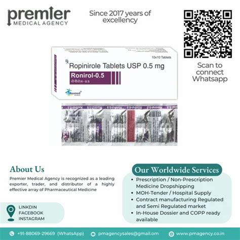 Ronirol Ropinirole Hydrochloride Usp 0 5mg At Rs 74 Stripe Ropinirole Tablet In Nagpur Id