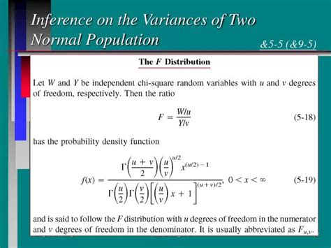 Ppt Inference On The Variances Of Two Normal Population Powerpoint