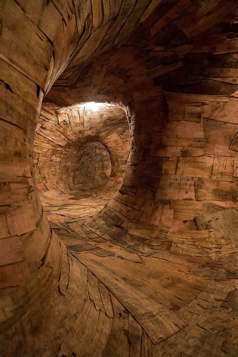 Artist Uses Repurposed Wood To Build Giant Root Like Tunnels You Can Explore From The Inside