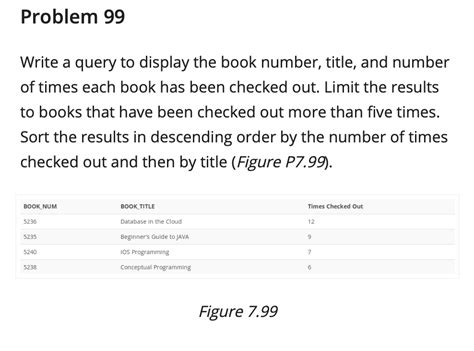 Problem 99 Write A Query To Display The Book Number