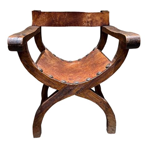 1940s Spanish Colonial Leather Wood Chair Miguelito Butaque Chairish