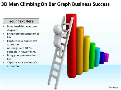 D Man Climbing On Bar Graph Business Success Ppt Graphics Icons Powerpoint PowerPoint