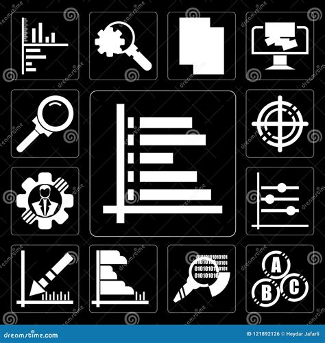 Set Of Data Analytics Bars Chart With Descendant Line Interconnected