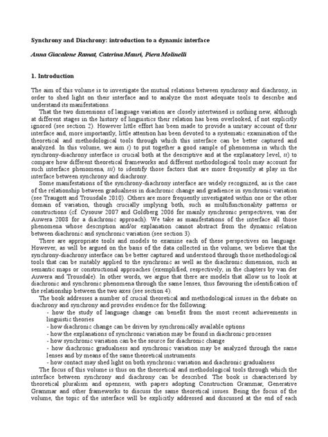 Synchrony And Diachrony Introduction To Pdf Linguistics