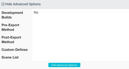 Unity Manual Advanced Options