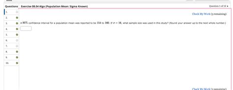 Solved Exercise 08 04 Algo Population Mean Sigma Known