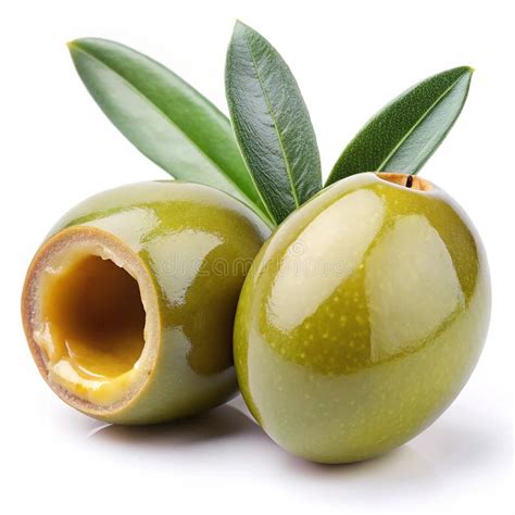 Whole Olive With Pit And Slices On White Background Stock Illustration