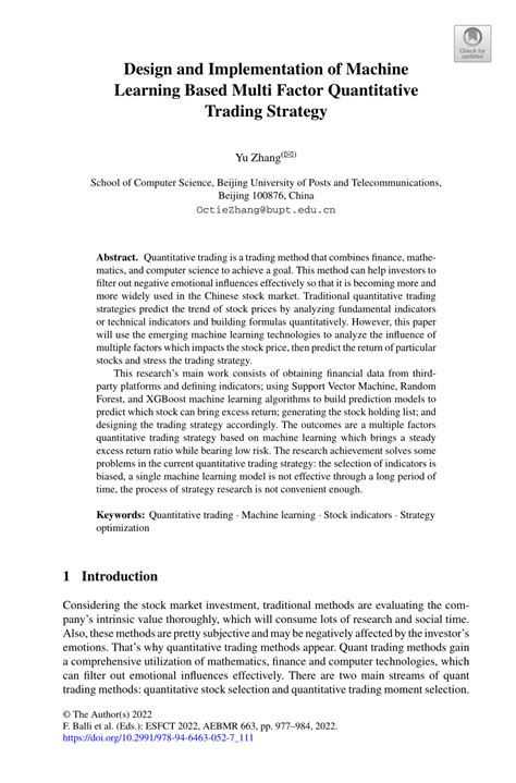 pdf design and implementation of machine learning based multi factor