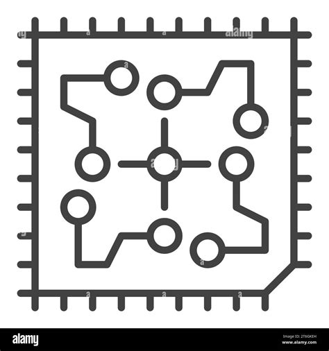 Processor With Circuit Board Vector Concept Outline Icon Or Symbol