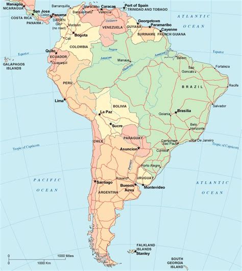Map Of South America With Major Cities