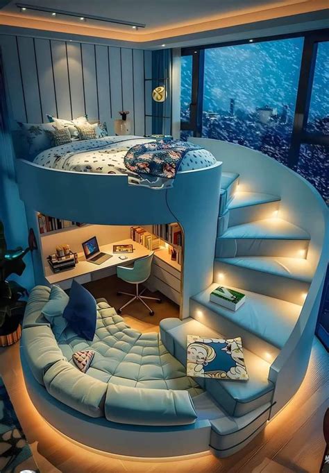 Futuristic Bedroom With Large Windows Bebek Odası Düzenleme Güzel Yatak Odası Küçük Oda