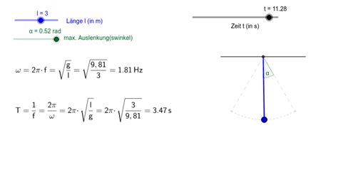 Das Fadenpendel Geogebra