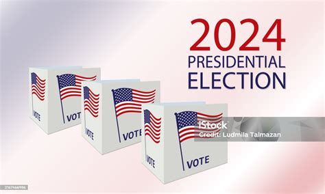미국 국기와 텍스트가 있는 투표함이 있는 배너 2024년 대통령 선거 미국에 대한 스톡 벡터 아트 및 기타 이미지 미국 투표함 11월 Istock