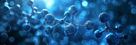 Abstract Molecular Structure Visualization In Shades Of Blue Scientific Context Stock