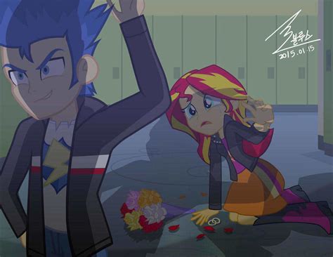 Sunset Shimmer And Flash Sentry