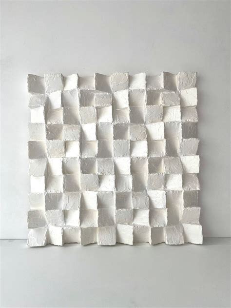 Plaster Textured Geometrical Wall Art Sculptural White Artwork Etsy