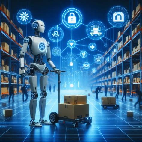 Automated Arm Retrieving Cardboard Box In The Warehouse Stock Illustration Illustration Of