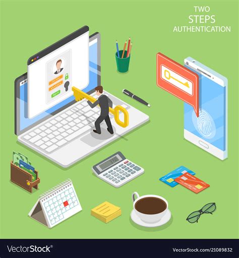 Multi Factor Authentication Flat Isometric Vector Image