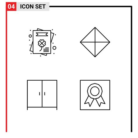 Editable Vector Line Pack Of 4 Simple Filledline Flat Colors Of Cultures Wardrobe Safety Symbols