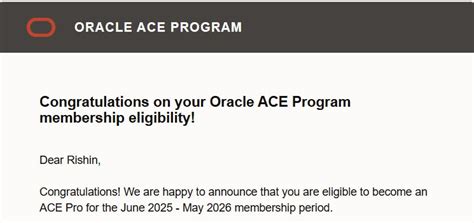 Delighted And Honoured To Be Recognised As An Oracle Ace For Yet Another Year Rishin Mitra