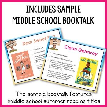 Book Talk Template Summer Reading Middle School Library Booktalk