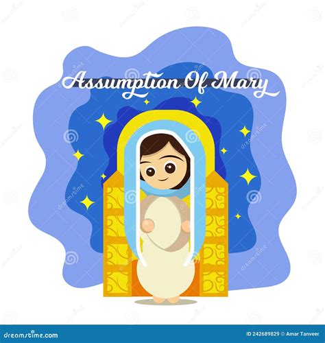 Happy Assumption Of Mary Day Vector Illustration Greeting Card God